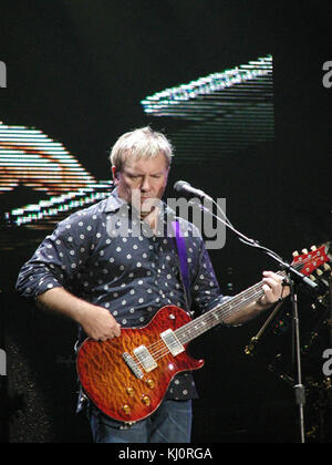 Alex Lifeson, guitarist of the Canadian rock band Rush, performing live ...