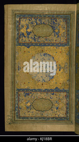 This illuminated frontispiece from the Persian manuscript *Mantiq al ...
