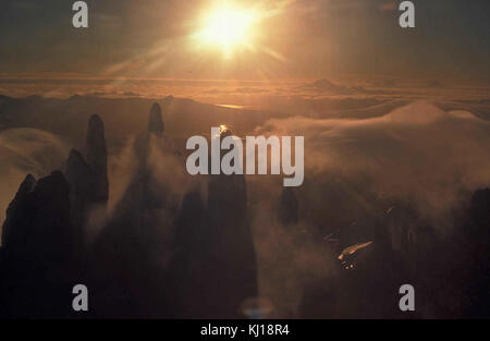 Misty Aghileen pinnacles mountain peaks Stock Photo - Alamy