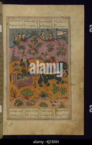 This illustration by Firdawsi depicts a dramatic moment from the ...