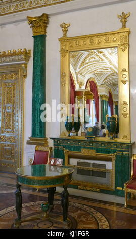 The Malachite Room in Winter Palace, St. Petersburg Stock Photo - Alamy
