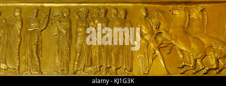 Gilded 19th century replica of the Parthenon frieze. The Frieze was a ...
