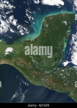Yucatan peninsula, south-eastern Mexico, separating the Gulf of Mexico ...