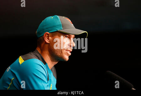 Australia's David Warner during a press conference at The Gabba ...