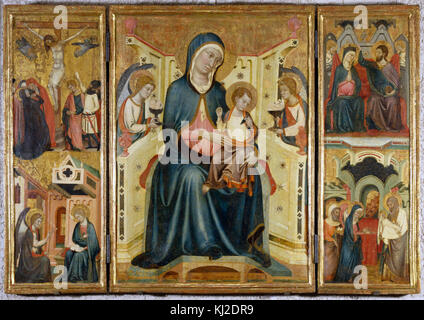 Arnau Bassa - Triptych with Madonna and Child with the Crucifixion and the Annunciation ...