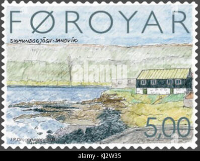 Faroe stamp 465 sandvik Stock Photo - Alamy