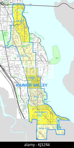 A map of Rainier Valley in Seattle, Washington, illustrating the ...