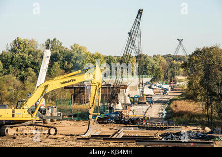 M-231 bridge approaches under construction, aerial view Stock Photo - Alamy