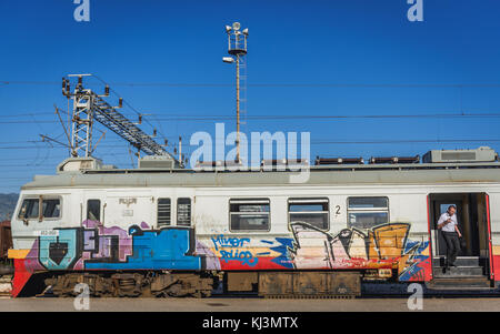 RVR Electric Multiple Unit on a railway station in Podgorica, capital ...