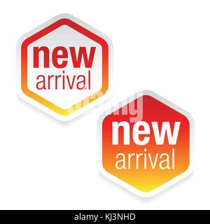 New arrival sticker. Business sale red tag label vector illustration on ...