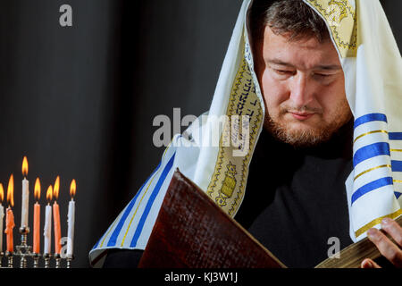 Jewish holiday symbol Hanukkah Menorah brightly glowing soft focus ...