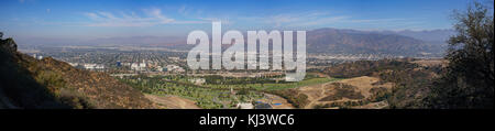 Aerial view of Burbank cityscape, from Hollywood sign trail, California ...