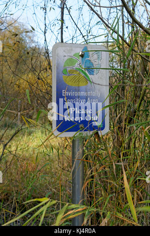 Sign "Ecological Sensitive Area" in the mining area near Port Alexander ...
