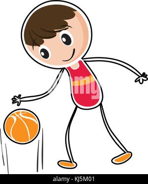 Basketball Player Cartoon Dribbling Basketball Vector Illustration ...