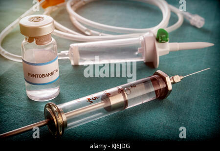 Vial with pentobarbital used for euthanasia and lethal inyecion in a ...