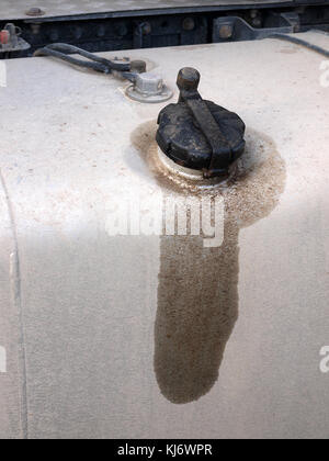 Truck big aluminum fuel tank closed and locked close up Stock Photo - Alamy