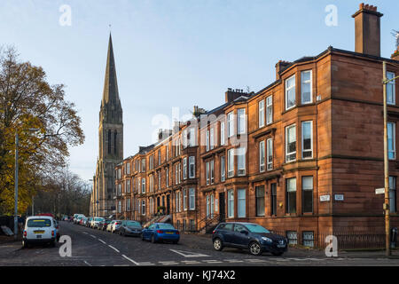 Traditional red sandstone tenements in Glasgow, Scotland, UK Stock ...