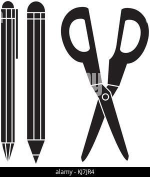 Pen pencil and scissor of tool write and office theme Isolated design ...