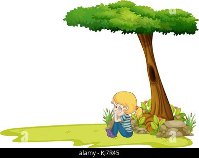 vector drawing girl with big flowers tree Stock Vector Image & Art - Alamy
