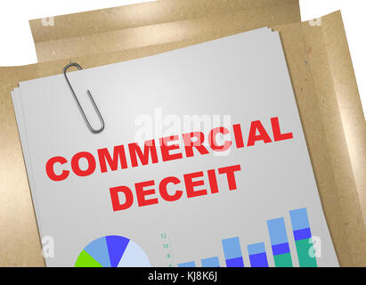 3D illustration of "COMMERCIAL DECEIT" title on legal document Stock ...