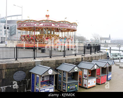 Carousel funfair ride at Cardiff bay, south Wales Stock Photo: 32924951 ...