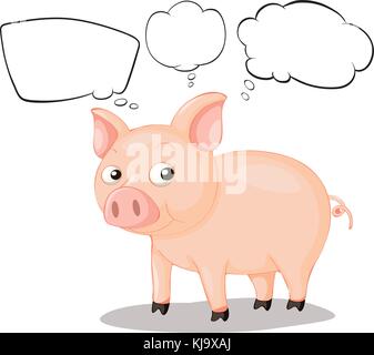 Illustration of a pig with empty callouts on a white background Stock ...