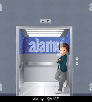Elevator with person inside and up and down arrows. Pixel perfect ...