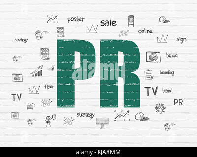 Advertising concept: PR on wall background Stock Photo - Alamy