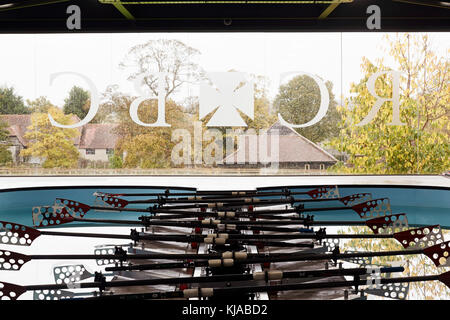 Interior detail with lights off. Radley Rowing Centre, Oxford, United ...