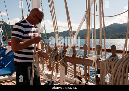 Caribbean, Dominica. Star Clipper sailing ship Stock Photo - Alamy