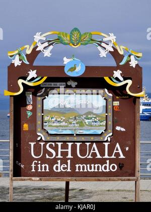 Ushuaia fin del mundo end of the world sign Argentina Stock Photo - Alamy