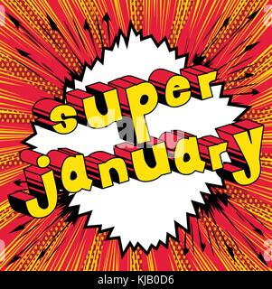 January - Comic book style word on abstract background Stock Vector ...