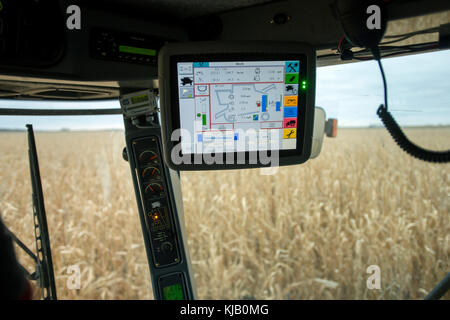 COMBINE DATA SCREEN INSIDE GLEANER CAB, BLOOMING PRAIRIE, MINNESOTA ...