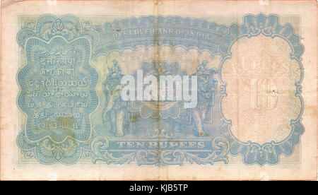 The reverse side of a 1937-43 Colonial Indian Ten Rupees note ...