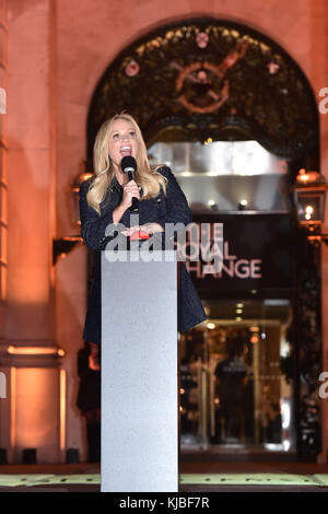 Emma Bunton turns on the Christmas Tree lights at The Royal Exchange in ...