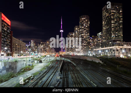 Railway Tracks Leading To Toronto Union Station From The CN Tower Stock ...