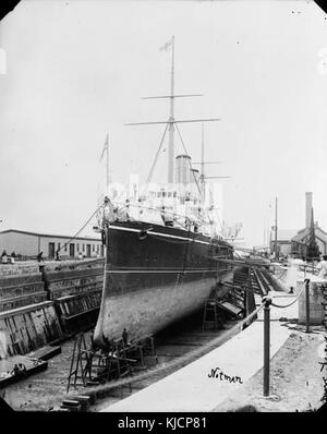 HMS Crescent, a British Royal Navy ship, docked in Halifax around 1900 ...