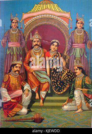 This Indian artwork depicts the mythological figures Rama, Lakshmana ...