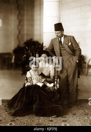 A portrait of King Farouk of Egypt with his family, highlighting the ...