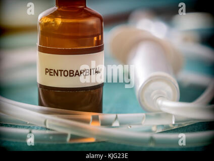 Vial with pentobarbital used for euthanasia and lethal inyecion in a ...
