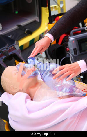 An oxygen mask on training doll Stock Photo - Alamy