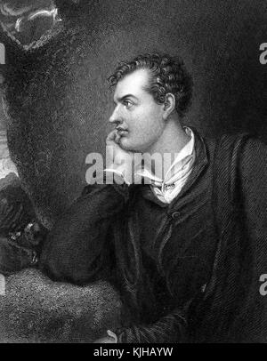 Illustration from 'The Works of Lord Byron', featuring a portrait of ...