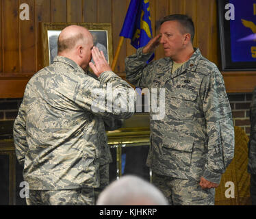 Major Michael Marshall (right), 117th Force Support Squadron Commander ...