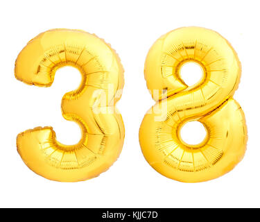 Number thirty-eight gold color over a red background. Anniversary ...