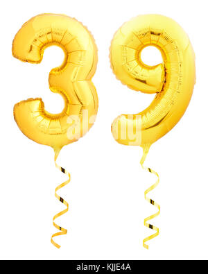 Golden number 39 thirty nine made of inflatable balloon Stock Photo - Alamy