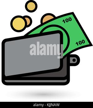 Purse money icon. Simple illustration of purse money vector icons set ...