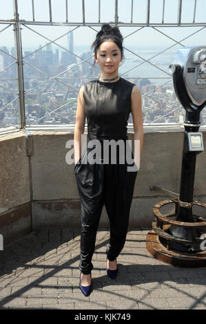 Lana Condor visits the Empire State Building to promote the film, "X ...