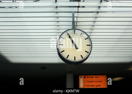 Amsterdam Airport Schiphol. Netherlands. The clock in terminal Stock ...