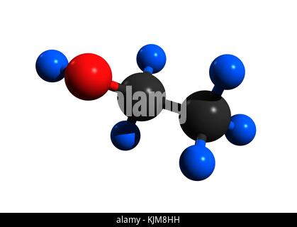 Ethanol (EtOH, ethyl alcohol) molecule, chemical structure isolated ...