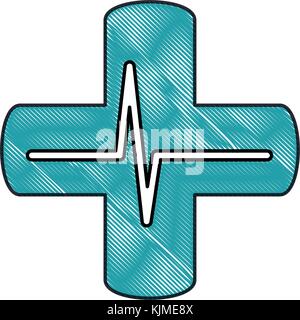 cross with ekg isolated icon vector illustration design Stock Vector ...